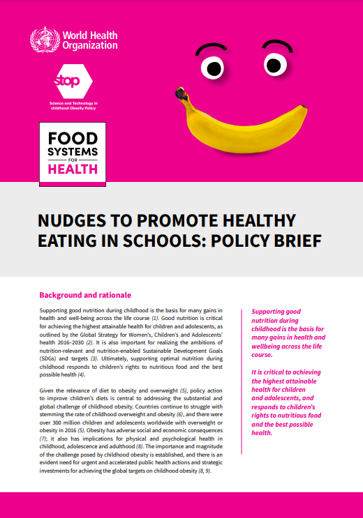 Nudges to promote healthy eating in schools: Policy brief | UN ...