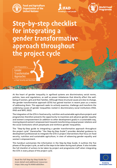 Step-by-step checklist for integrating a gender transformative approach ...