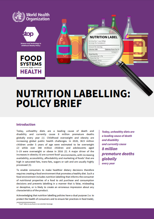 Nutrition labelling: Policy brief | UN‑Nutrition: the United Nations ...