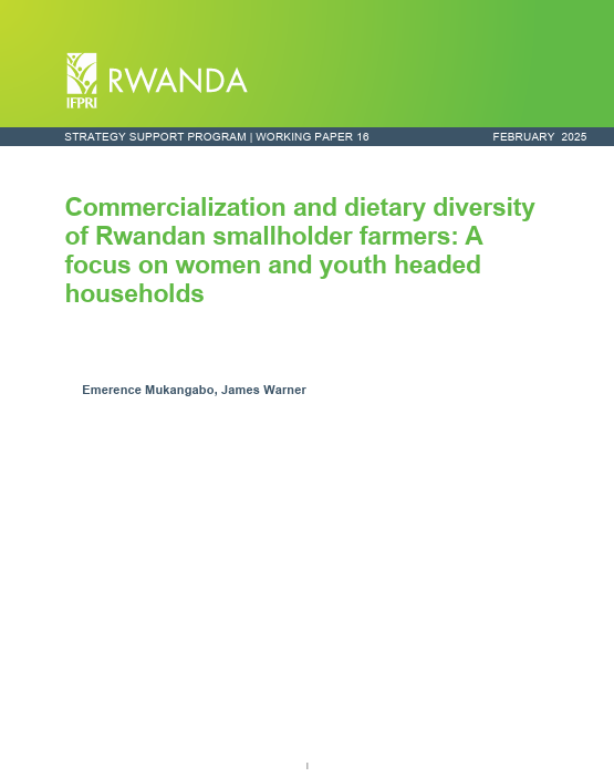 Commercialization and dietary diversity of Rwandan smallholder farmers ...